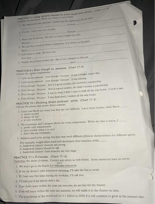 Adverb Clause Practice PRACTICE 3. Periods and | Chegg.com