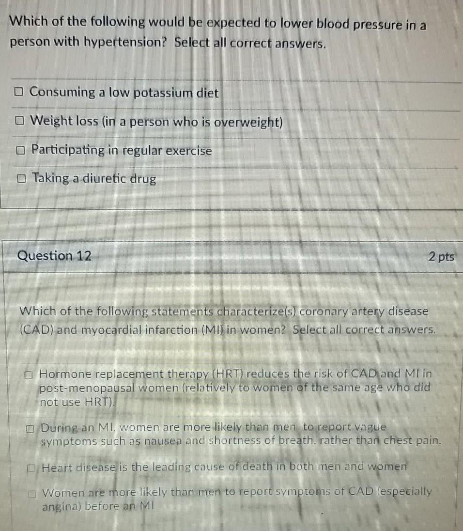 Solved Which of the following would be expected to lower | Chegg.com