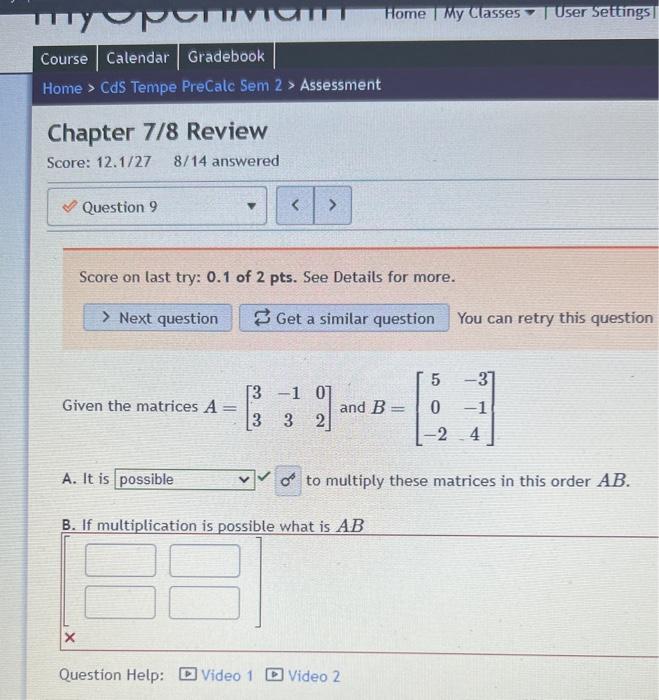 Solved Chapter 7/8 Review Score: 12.1/278/14 answered Score | Chegg.com