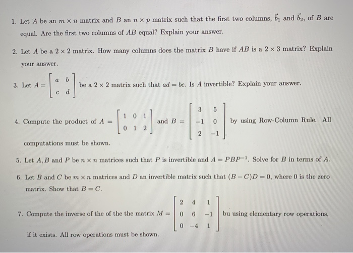 Solved 1. Let A be an m xn matrix and B an n x p matrix such | Chegg.com