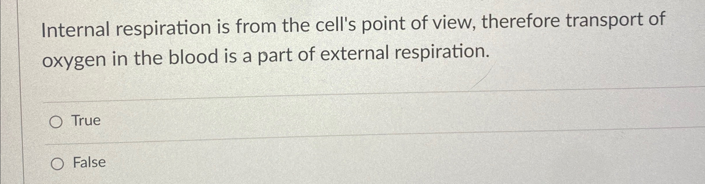 Solved Internal respiration is from the cell's point of | Chegg.com