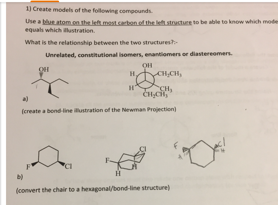 Solved Create models of the following compounds.Use a blue | Chegg.com