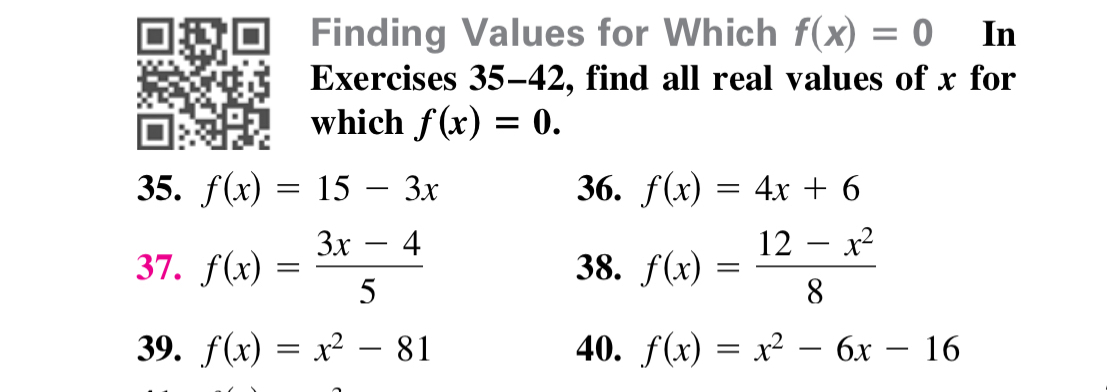 Solved 回畔回 ﻿Finding Values for Which f(x)=0, ﻿In Exercises | Chegg.com