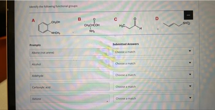 Solved identify the following functional groups: | Chegg.com