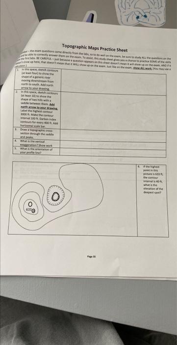 Solved Topographic Maps Lab Exercises decreviout and recil | Chegg.com