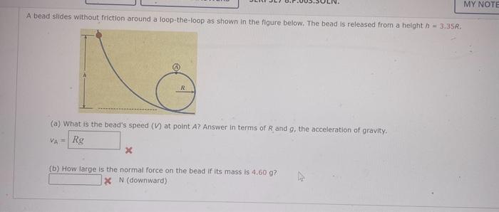 Solved A bead sildes without friction around a loop-the-loop | Chegg.com