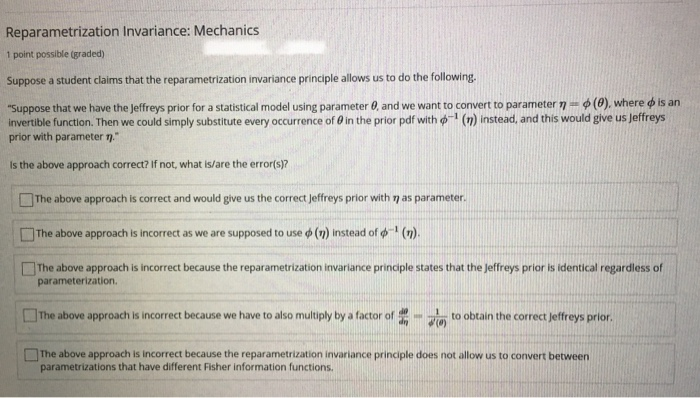 Solved Reparametrization Invariance: Intuition - (0) The | Chegg.com