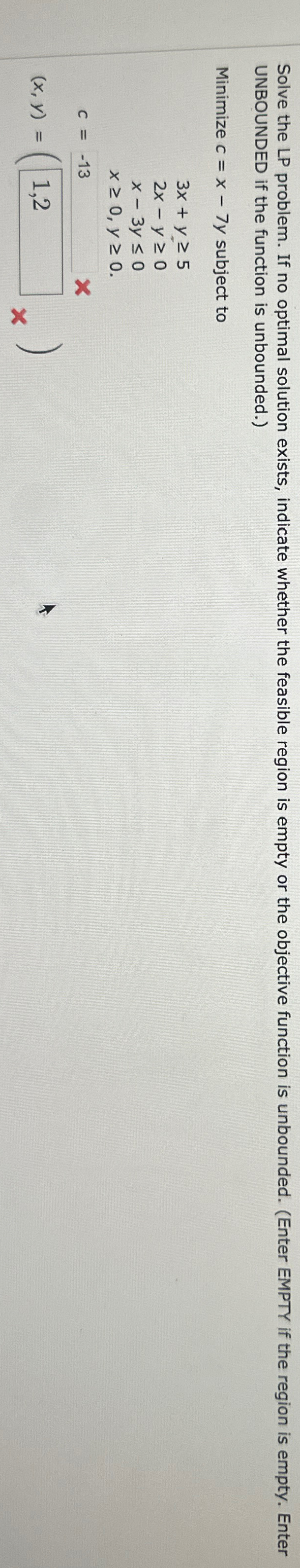 Solved Solve the LP problem. If no optimal solution exists, | Chegg.com