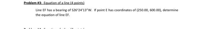Solved Problem #3: Equation of a line (4 points) Line EF has | Chegg.com