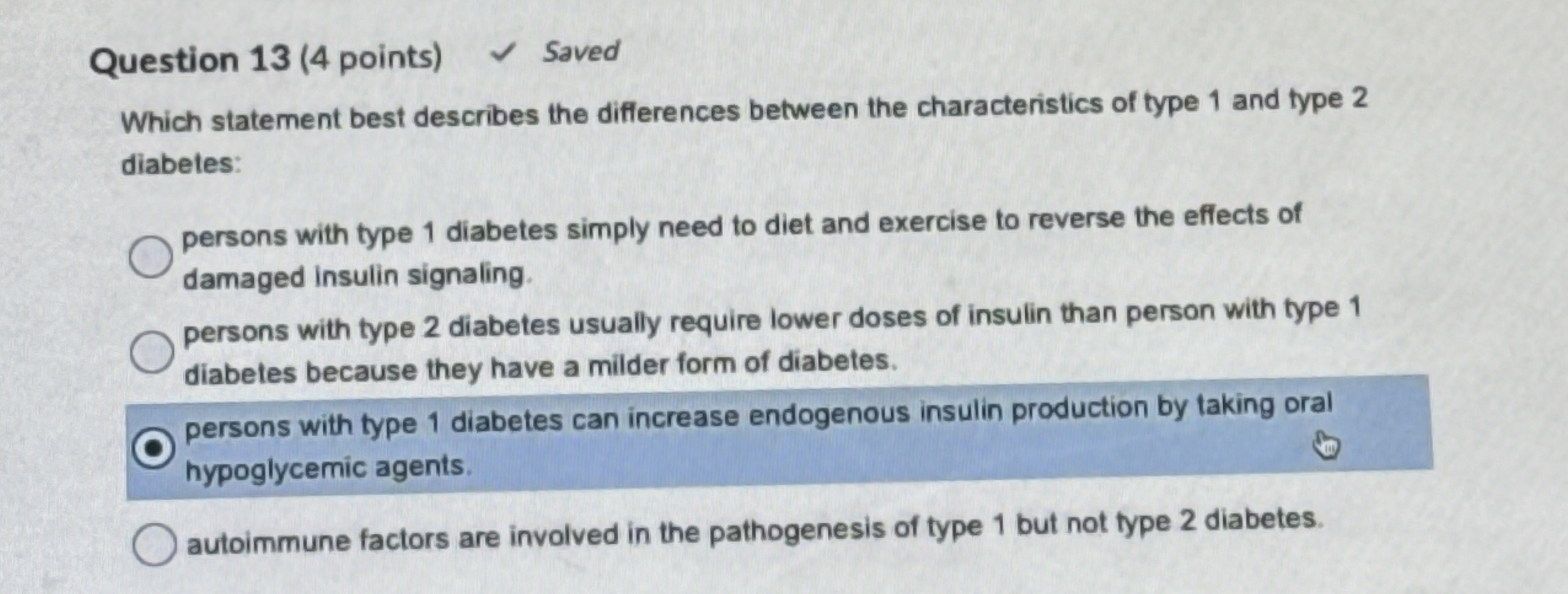 Solved Question 13 (4 ﻿points) ﻿SavedWhich statement best | Chegg.com