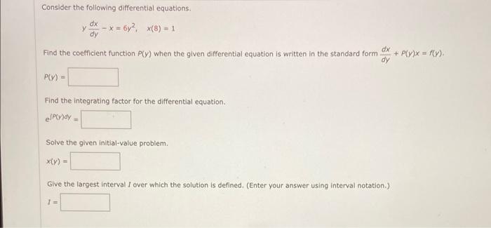 Solved Consider the following differential equations. | Chegg.com