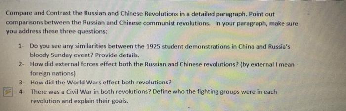 Solved Compare and Contrast the Russian and Chinese | Chegg.com