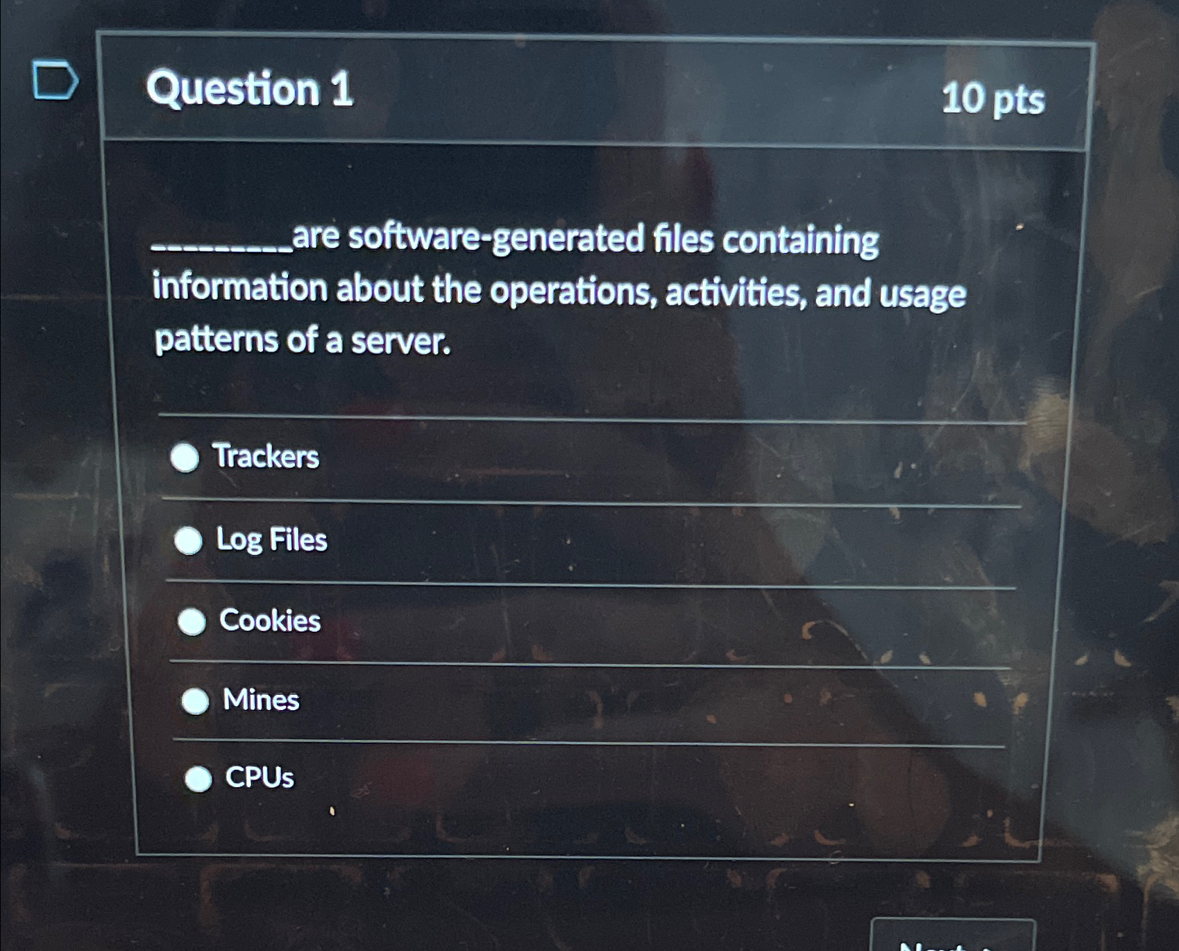 Solved Question 110 ﻿ptsq, ﻿are software-generated files | Chegg.com