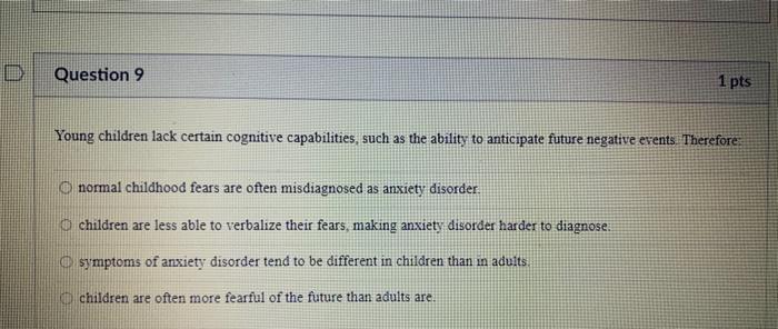 Solved Young children lack certain cognitive capabilities, | Chegg.com