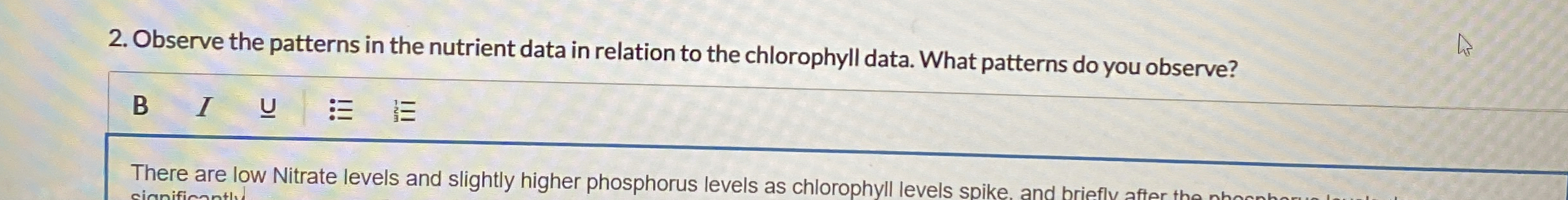 Solved Observe the patterns in the nutrient data in relation | Chegg.com