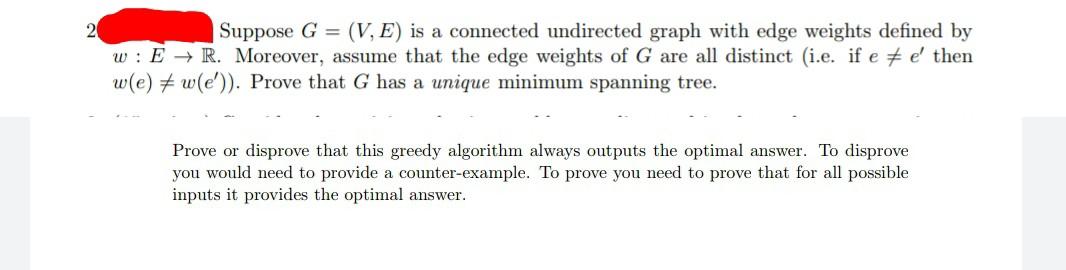 Suppose G=(V,E) is a connected undirected graph with | Chegg.com