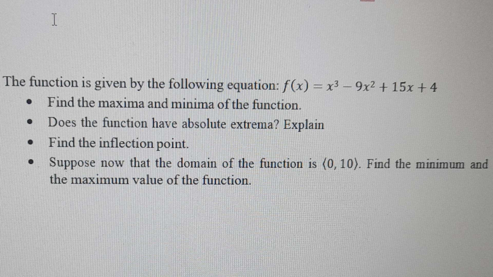 Solved I The function is given by the following equation: | Chegg.com