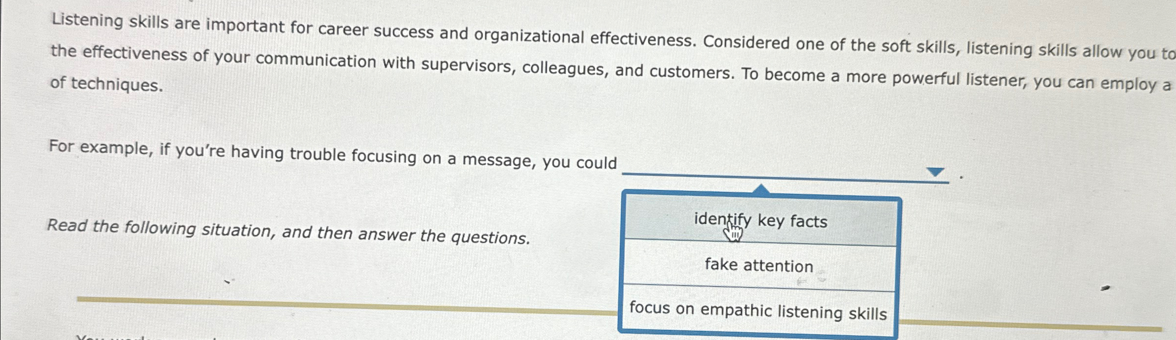 Solved Listening skills are important for career success and | Chegg.com
