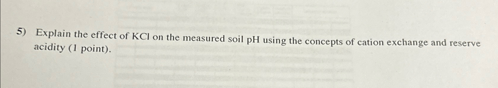 Solved Explain the effect of KCl ﻿on the measured soil pH | Chegg.com