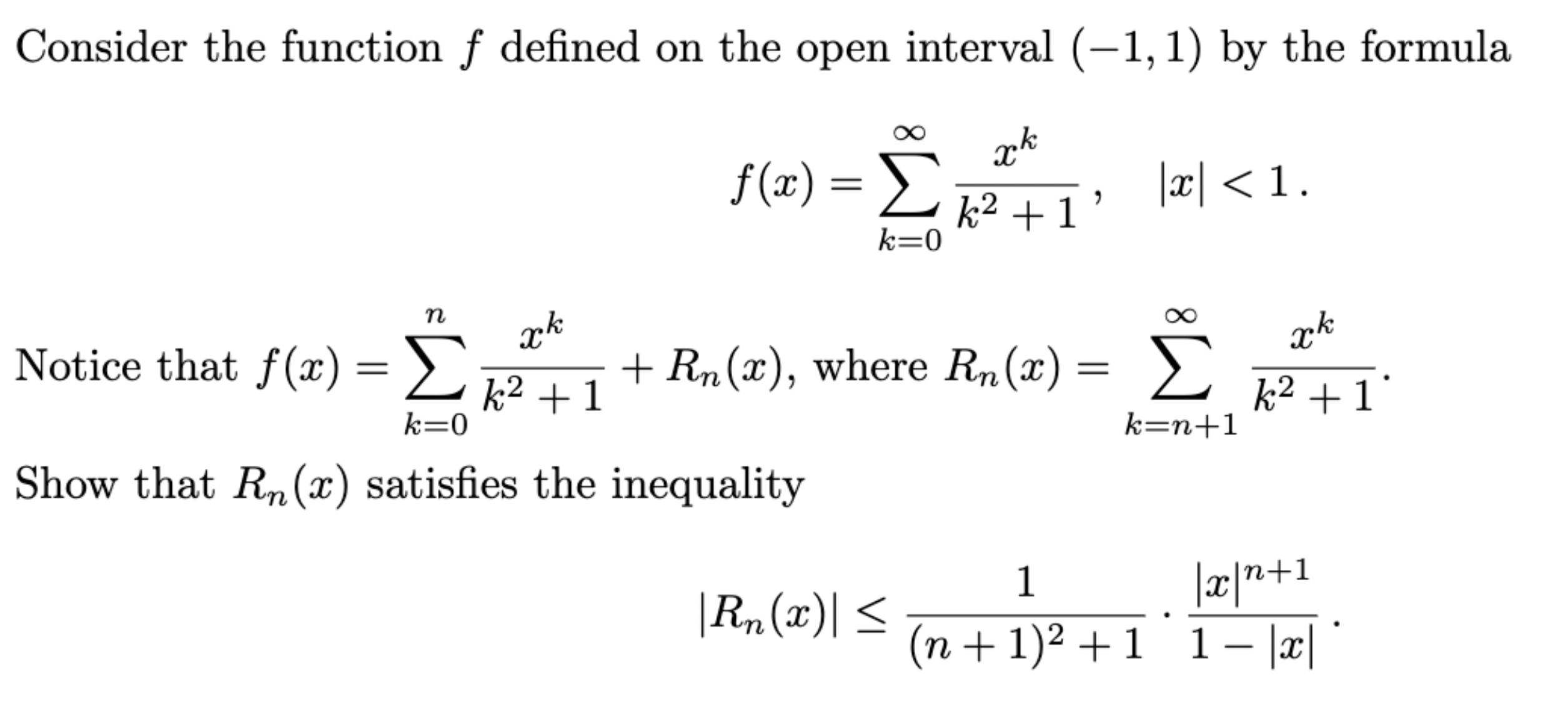 Solved Consider the function f ﻿defined on the open interval | Chegg.com