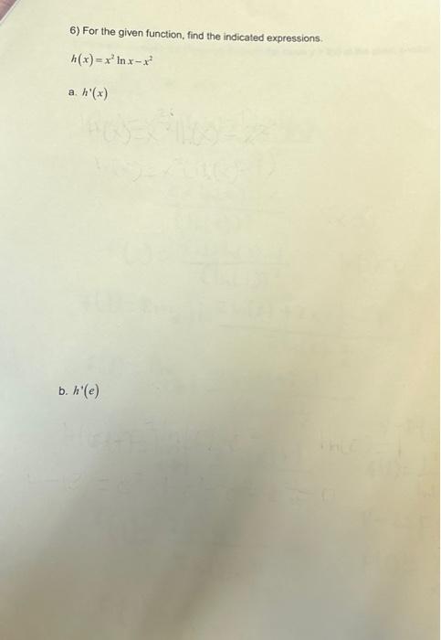Solved 6) For the given function, find the indicated | Chegg.com