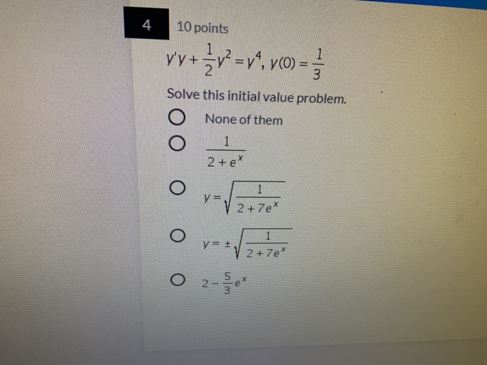 Solved 4 10 points v'v+3x2=v*, V(0) = Solve this initial | Chegg.com
