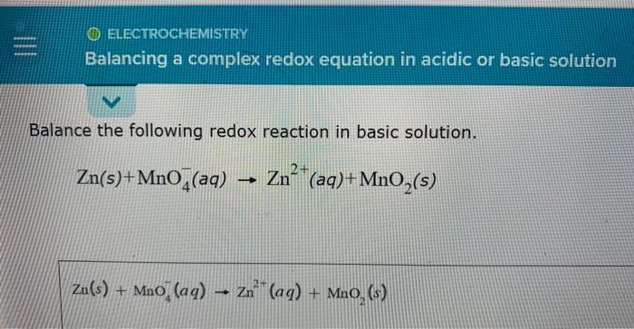 Solved Balance the following redox reaction in basic | Chegg.com