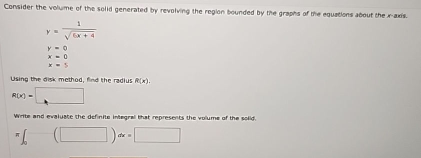 Solved Consider the volume of the solid generated by | Chegg.com