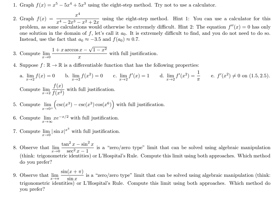 Solved Graph f(x)=x5-5x4+5x3 ﻿using the eight-step method. | Chegg.com