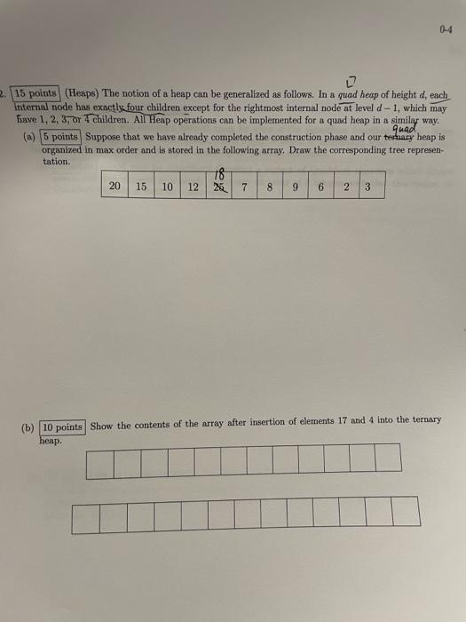 Solved 15 points (Heaps) The notion of a heap can be | Chegg.com