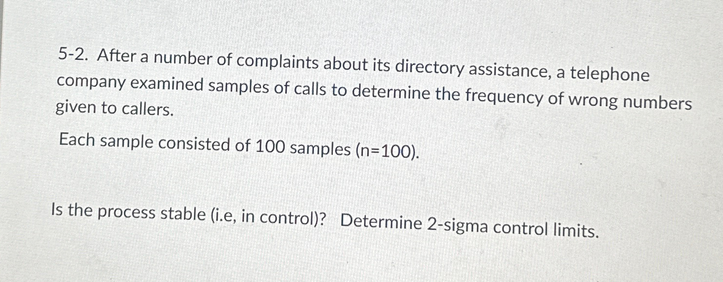 Solved 5-2. ﻿After a number of complaints about its | Chegg.com