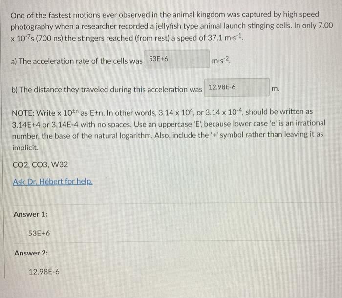 Solved One of the fastest motions ever observed in the | Chegg.com