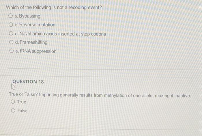 Solved Which Of The Following Is Not A Recoding Event O A