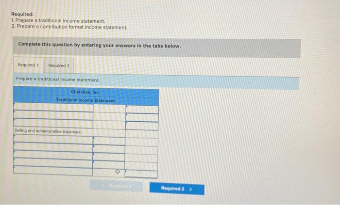 Solved Exercise 1.6 Traditional and Contribution Format | Chegg.com