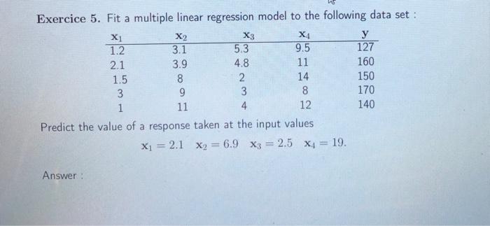 Solved Exercice 5. Fit a multiple linear regression model to | Chegg.com Solved Exercice 5. Fit a multiple linear regression model to | Chegg.com