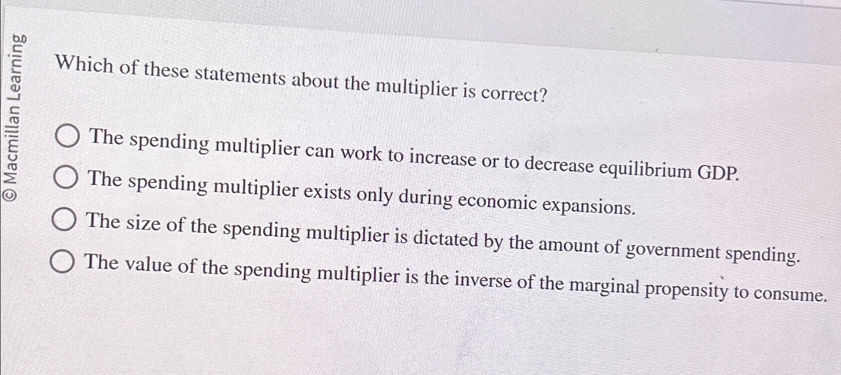 Solved Which of these statements about the multiplier is | Chegg.com