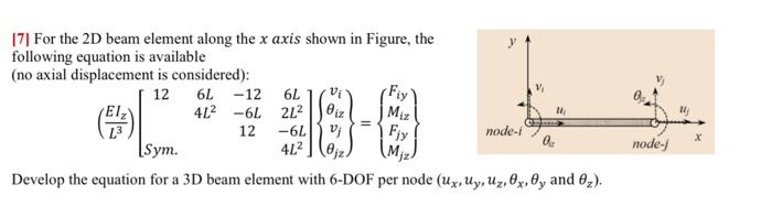 Solved 17] For the 2D beam element along the x axis shown in | Chegg.com