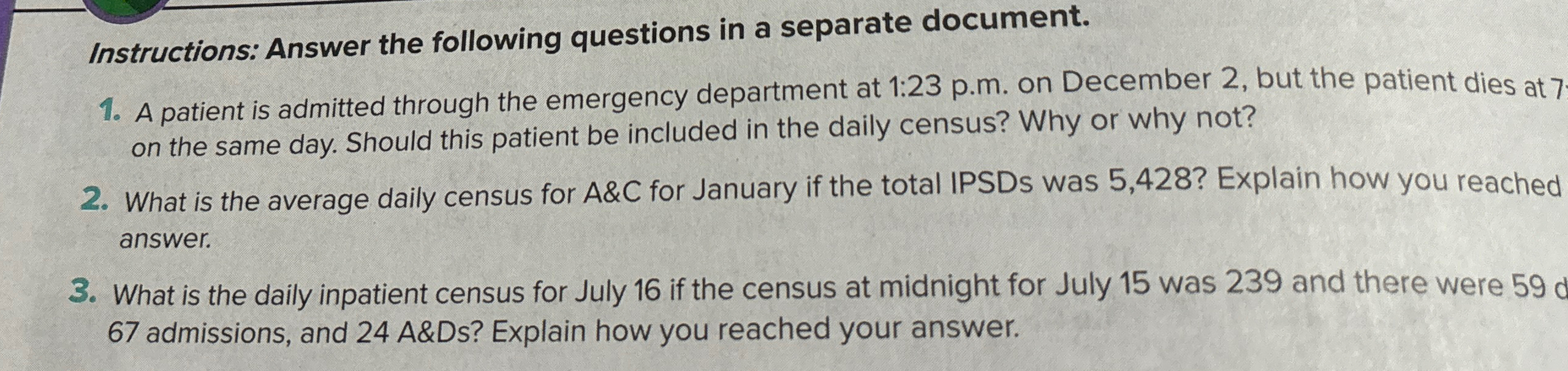 Solved Instructions: Answer the following questions in a | Chegg.com