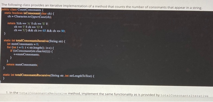 Solved The following class provides an iterative | Chegg.com