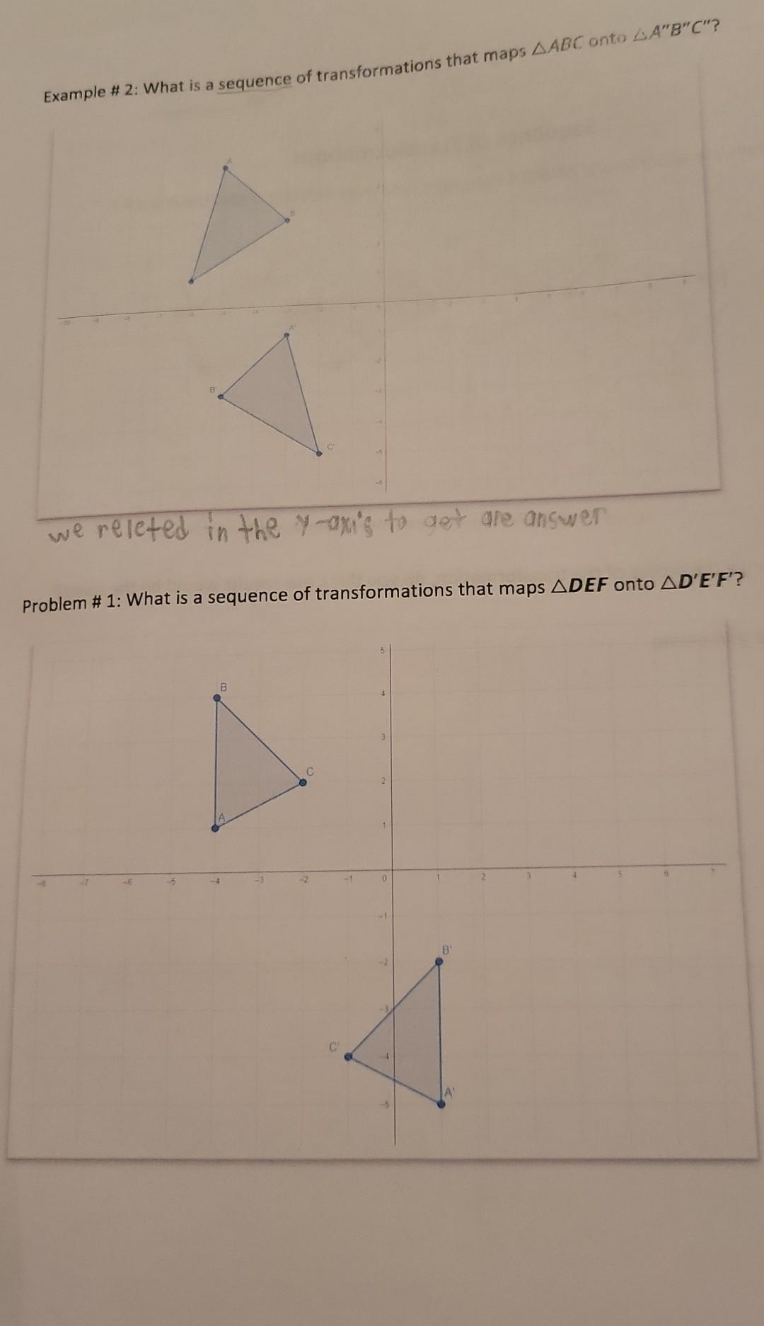 Sequence of Transformations Example \#1: Translate | Chegg.com