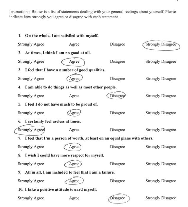 Solved RSES Scoring information Reverse score items 2,5,6,8 | Chegg.com
