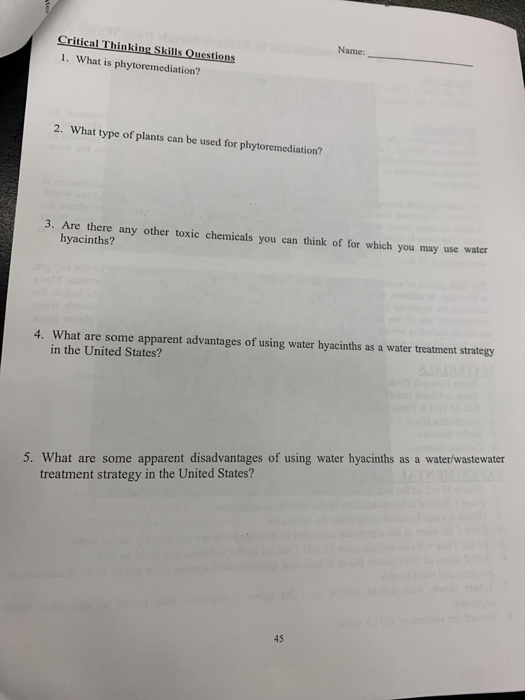 Solved Critical Thinking Skills Questions 1. What is | Chegg.com