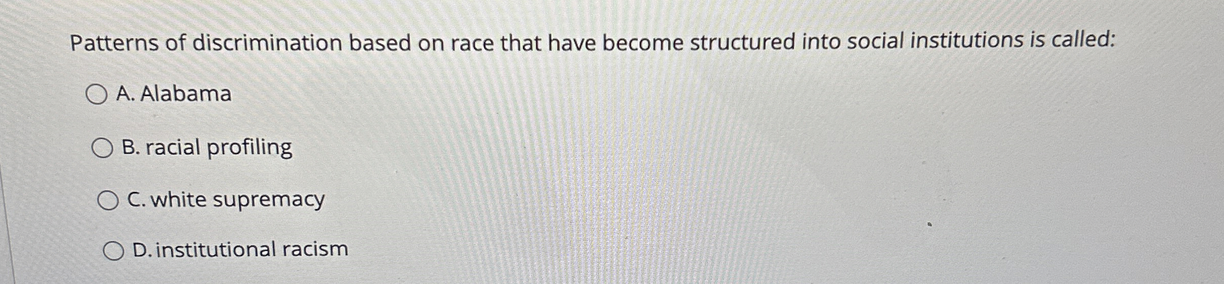 Solved Patterns of discrimination based on race that have | Chegg.com