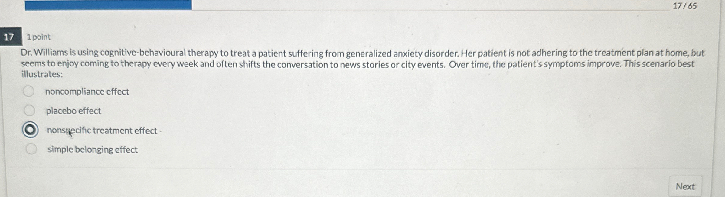 Solved 1 ﻿pointDr. ﻿Williams is using cognitive-behavioural | Chegg.com