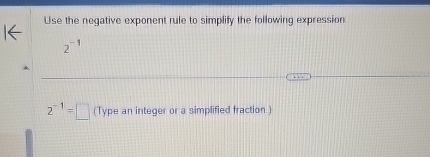 Solved Use the negative exponent rule to simplify the | Chegg.com