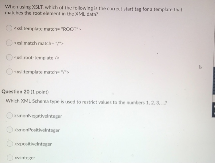 Solved In XML Schema Which Restriction Uses Regular Chegg