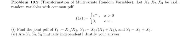 Solved Problem 102 Transformation Of Multivariate Random 3609