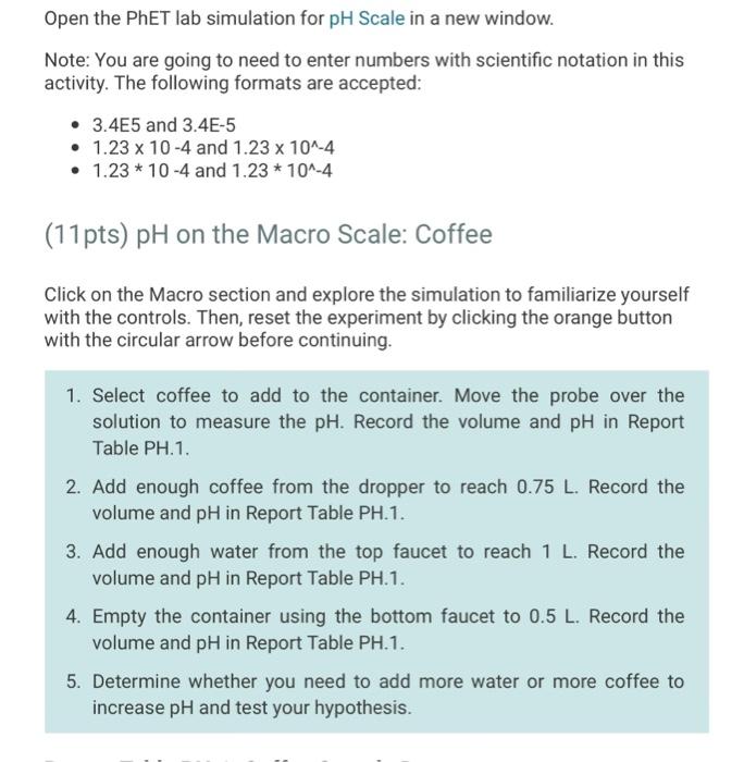 Solved Open the PhET lab simulation for pH Scale in a new | Chegg.com