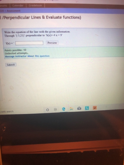 Solved Calendar Gadebook /Perpendicular Lines & Evaluate | Chegg.com