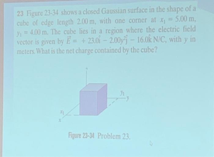 Solved 23 Figure 23-34 shows a closed Gaussian surface in | Chegg.com